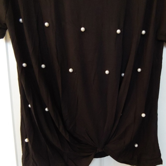 Tops | New Twist Front Tee With Pearl Accents | Poshmark